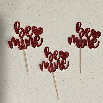 Be Mine Cupcake Toppers, Valentine's Day Cupcake Toppers, Galentines ...