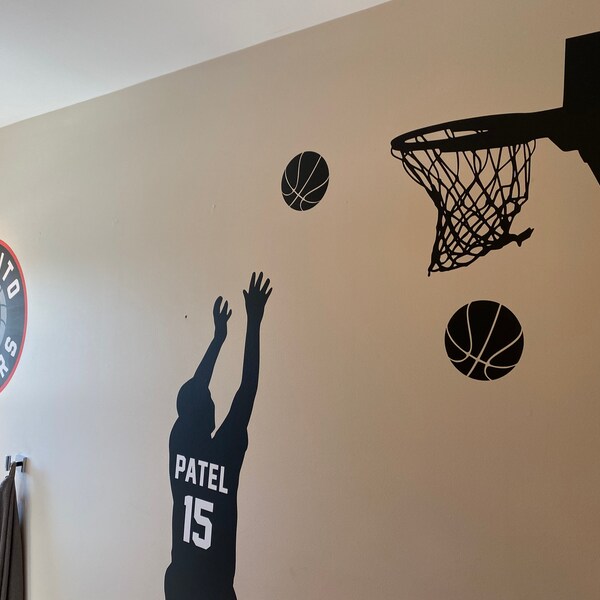Basketball Hoop Wall Decal - Basketball Wall Decor, Basketball Vinyl ...