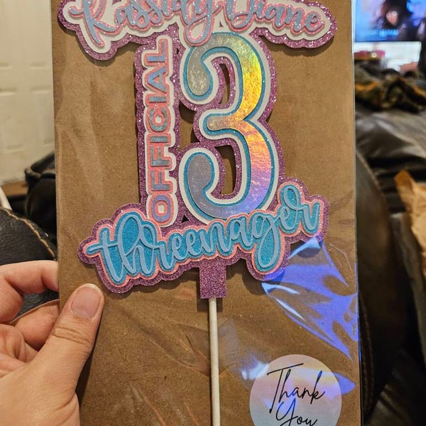 Official Threenager Cake Topper 3nager 3rd Birthday Cake Topper Third ...