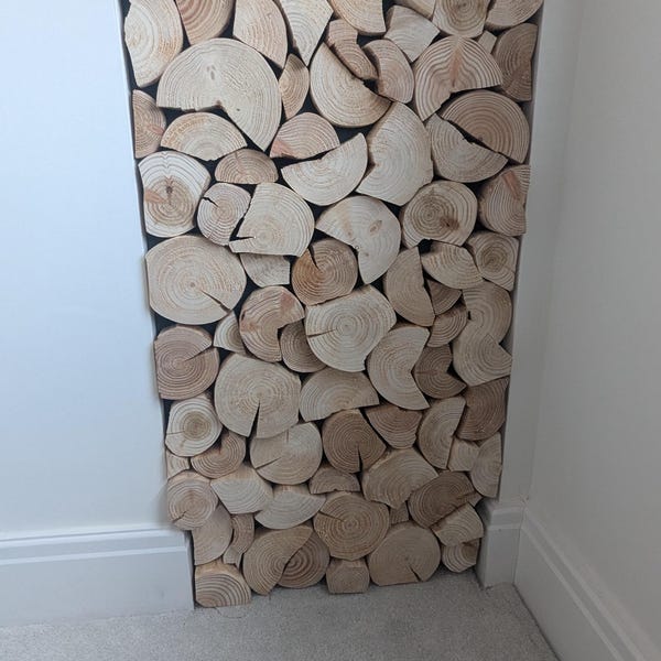 Staggered LOG Wall TILES - Faux Log Stack - Wood Wallcovering - Fill a ...