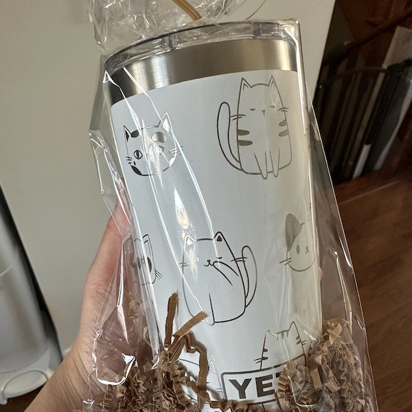Cat Lover Yeti Tumbler, Personalized Kitty Mom Gift, Engraved 20oz ...