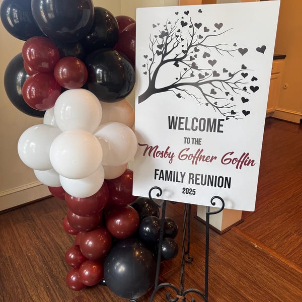 Family Reunion Welcome Sign, Heart Tree Digital Print, Personalized ...