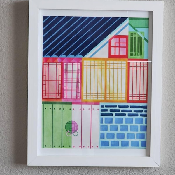 Persimmon Tree Art Print, Korean Fall Harvest Wall Art, Tiger Wall ...