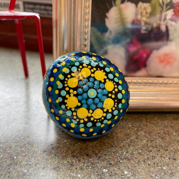 PLAYFUL Set of 4 Hand-painted River Rocks Including a Double-sided ...