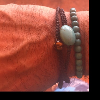 Set of 2 Black & Rust Brown Friendship Macrame Unisex Bracelet, Knotted ...