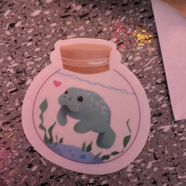 Confused Blob Fish in a Bottle Clear Acrylic Waterproof Sticker - Etsy