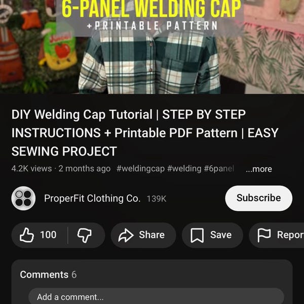 Welding Cap Sewing Pattern: Easy DIY 6-panel Welder's Hat (PDF Pattern ...