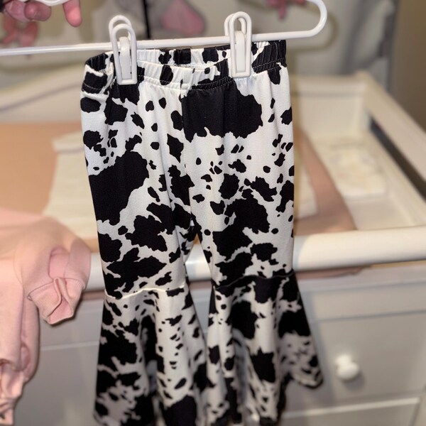 Girls Cow Pants, Cow Print Bell Bottoms, Cow Birthday Pants, Farm Theme ...