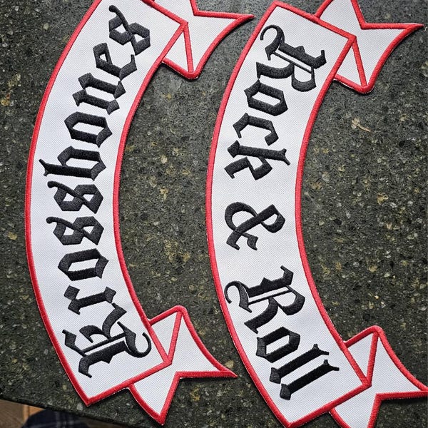 Custom Embroidered Patch - Top Rocker Flame Skull Motorcycle Biker MC ...