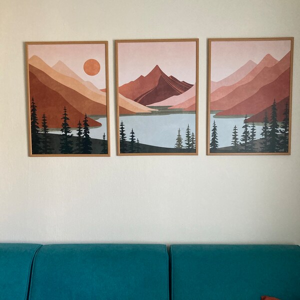 Boho Sun Print, Sun Poster, Sunrise Wall Art, Boho Art Print, Abstract ...