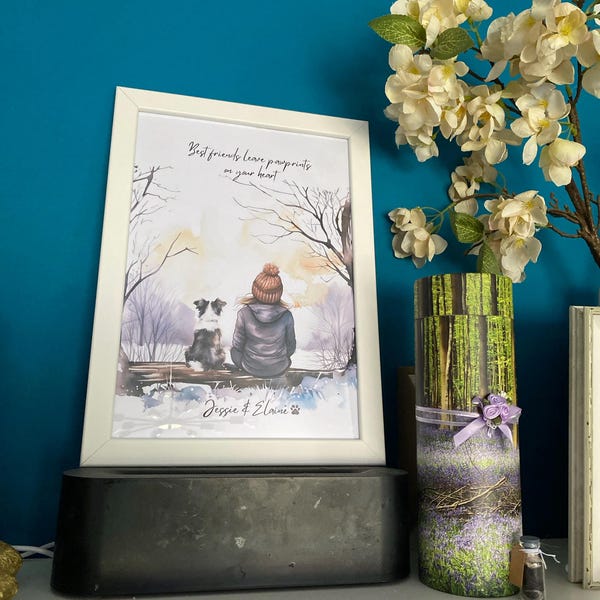 Dog Bereavement Gift, Pet Loss Gifts, Girl and Dog Print, Dog Memorial ...