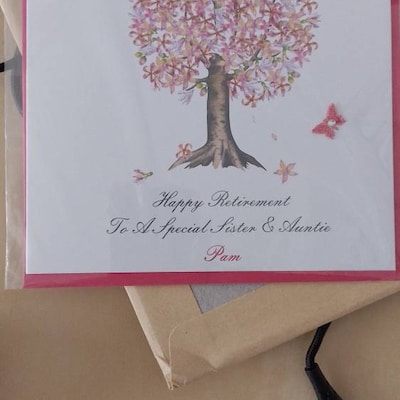 Handmade Personalised Retirement Card, Butterfly Tree Retirement - Etsy UK