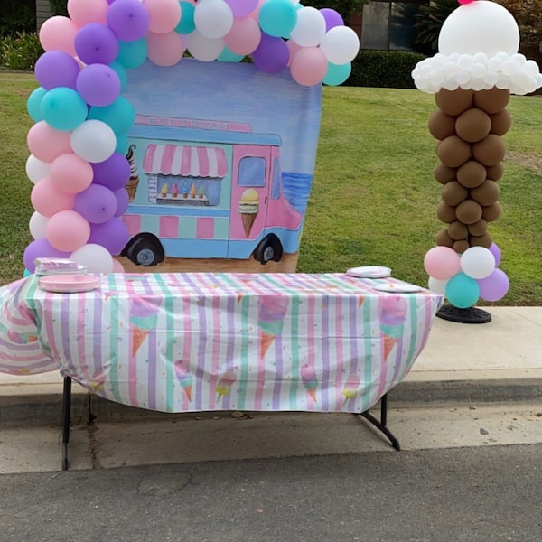 Ice Cream Truck Backdrop, Ice Cream Party Backdrop, Ice Cream Themed ...