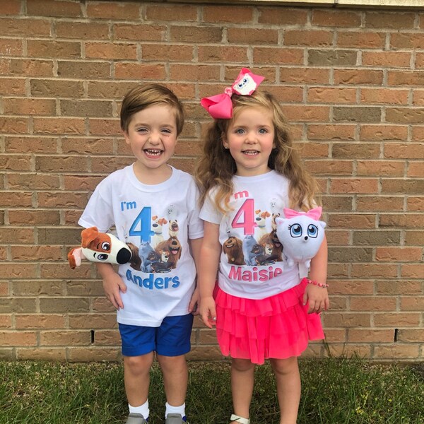 Secret Life of Pets...white Short Sleeve Birthday Shirt* - Etsy