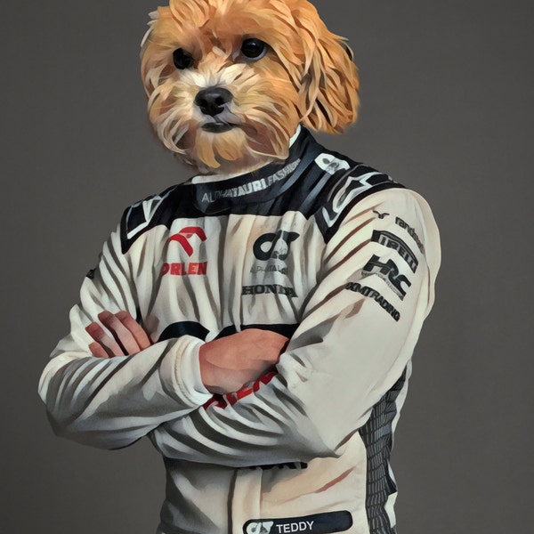2024 Scuderia Ferrari F1 Driver Team Funny Pet Custom Portrait From ...