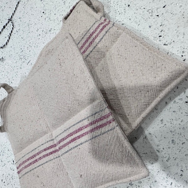 Grain Sack Hot Pads (set of 2): Farmhouse Kitchen Potholders - Etsy