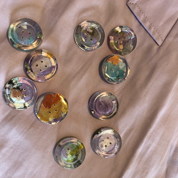 Green and Blue Four Button Set, Made From Recycled Paint, Artskrap ...