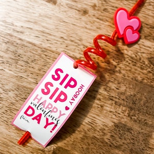 Printable Sip Sip Hooray Valentine Silly Straw Valentine Card Instant ...