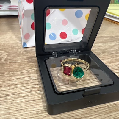 Unique Multi Gemstone Box Ring, 14K Solid Gold Baguette Garnet ...