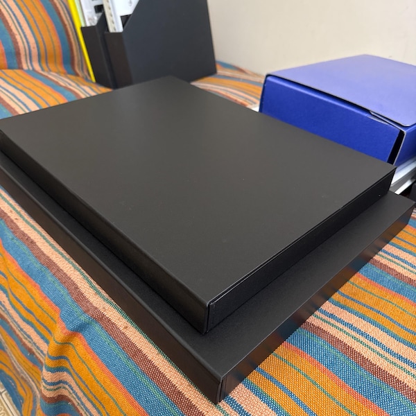 Handmade A4/A3 Ring Binder Box: Black Buckram Cloth Portfolio - Etsy