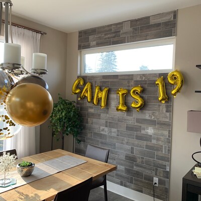 16 GOLD Letter/number Balloons Create Your Balloon Banner Gold Foil ...
