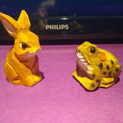 Brown Rabbit Bunny Miniature Wood Figurine Garden Statue Small Animal ...