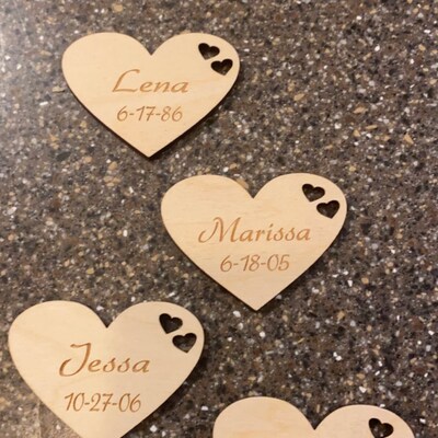 Personalized Heart, Wooden Heart, Personalized Hearts, Heart, Engraved ...