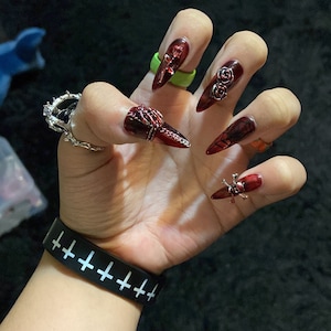 Bloody Skull Press on Nails/ Bloody Valentine Vampire Nails/blood ...