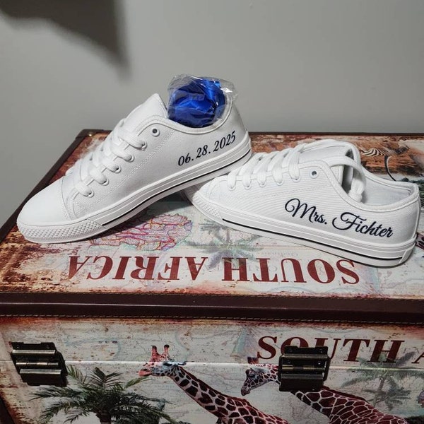 Personalized Bridal Shoes - Custom Sneakers for Wedding With Name ...