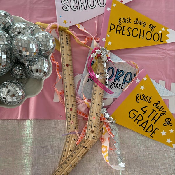 First Day of School Flags Printable Back to School Pennant Flags ...
