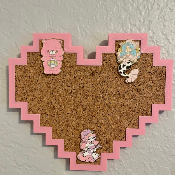 Pixel Heart Shaped Pin Board | Cork Board (multiple Sizes) - Etsy