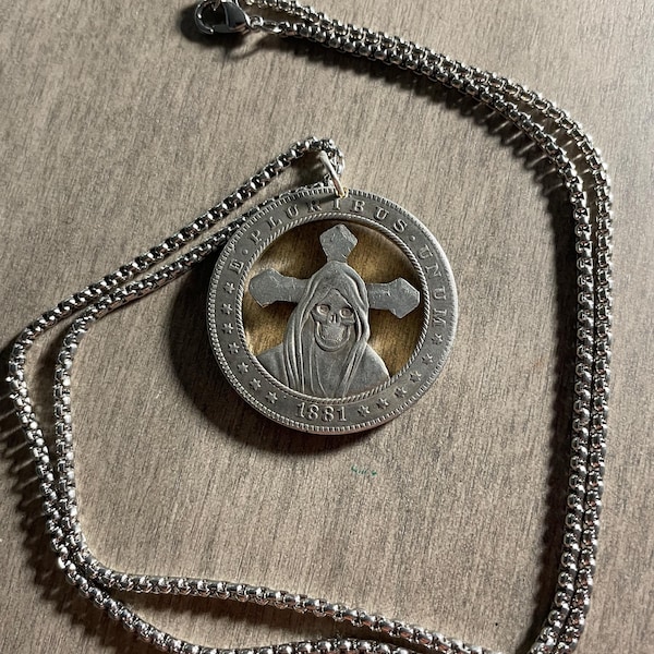 Cut Coin Hobo Coin Necklace Train Rail Road Tracks Homeless Man ...