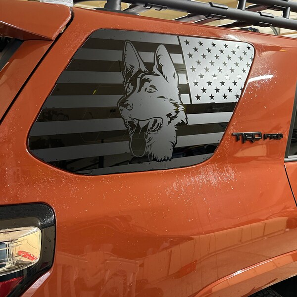 4runner Side Window Decals. American Flag With German Shepherd Dog Head ...