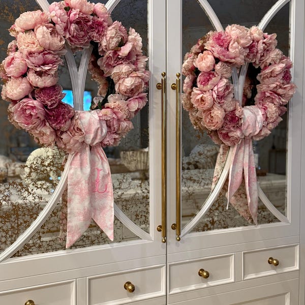 Spring Green Stripe Monogram Wreath Sash for Front Door, Personalized ...