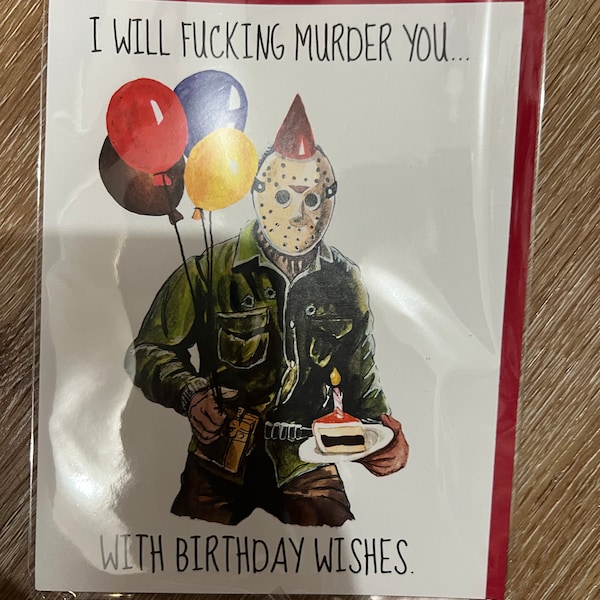 Funny Jason Birthday Card, Horror Movie Theme Birthday, 80s Pop Culture ...