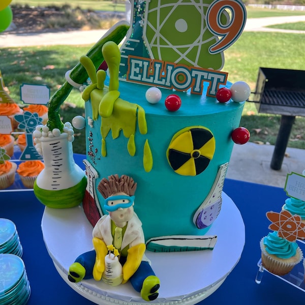 Mad Scientist Cake Topper Handmade Custom Science Birthday Cake Topper ...