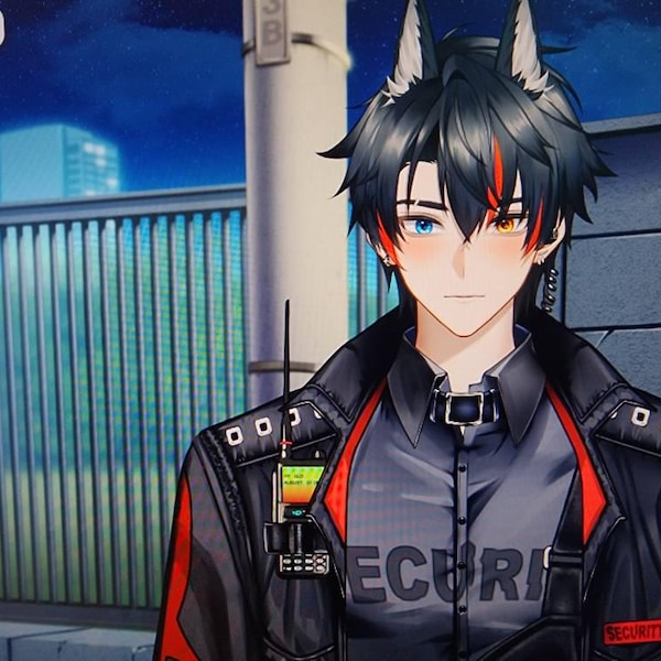 Wolfish Puppy Live2d Vtuber Model – Security Outfit, Heterochromatic ...