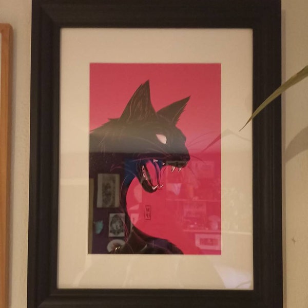 Black Wolf Chained | Red Background | Wolf Wall Art | Gothic Home Decor ...