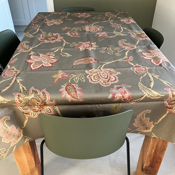 Oilcloth Fabric, Exclusive Morris Designs, Anoushka, Coral & Soft Gold ...