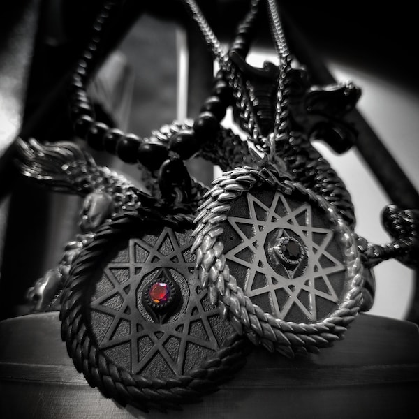 Black Ouroboros Shadow Hendecagram Dragon Necklace , World Serpent Dark ...