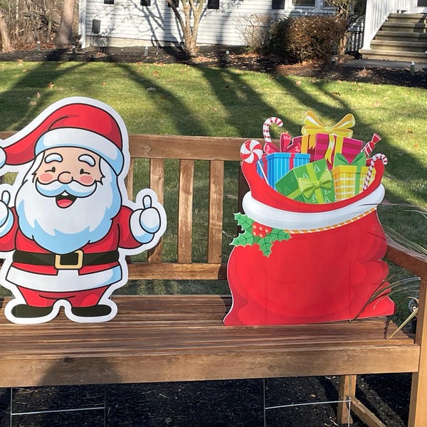 Happy Santa Yard Sign Cutout Comes With H-stake 24x20, Printed on ...