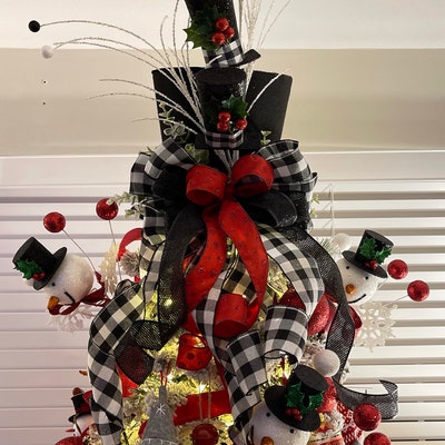 Top Hat Tree Topper, Candy Cane Tree Topper, Black Top Hat, Christmas ...