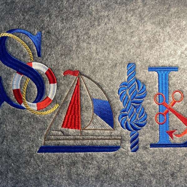 Nautical Machine Embroidery Designs - Sail Set of 4 in 3 Sizes (12 ...