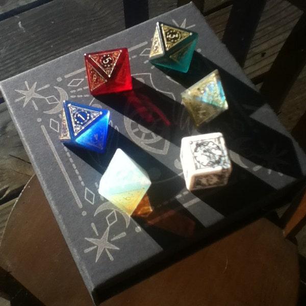 Full Set White Turquoise Dice Set Set Warlock Style - Dungeons and ...