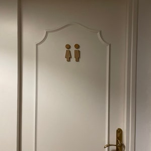 Natural Oak Wood Restroom Sign, Wooden Door Plate, Male and Female ...