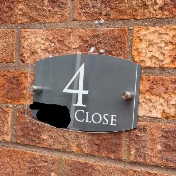 K Smart Sign Modern House Signs Plaque Door Number Street Glass Effect ...