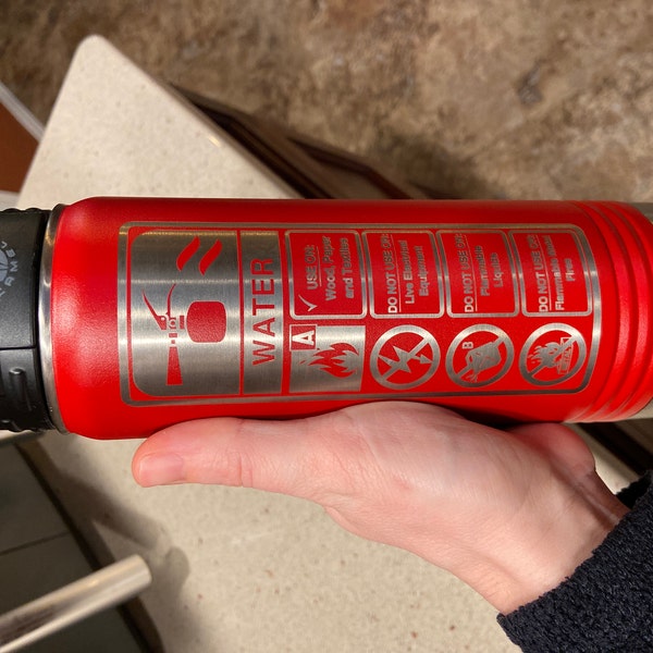Personalized Fire Extinguisher Water Bottle, Custom Engraved ...