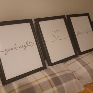 Good Night Sleep Tight Heart Prints Set of 3 Bedroom Print | Etsy UK