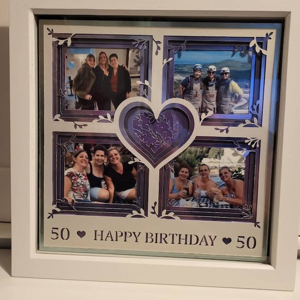 3D Family Gallery Shadow Box, Custom Name, Multi Photo Frame, Family ...