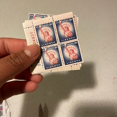 8 Cent Statue of Liberty Stamp Issued 1956 .. Vintage Unused US Postage ...